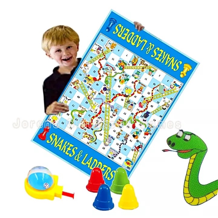 Snake & Ladder Board Game Carpet Floor Mat Snake Game Dam Ular mainan ...