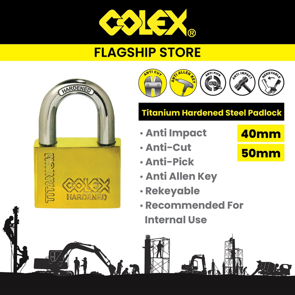 COLEX Titanium Coated and Chrome Plated Hardened Steel Padlock (40mm ...