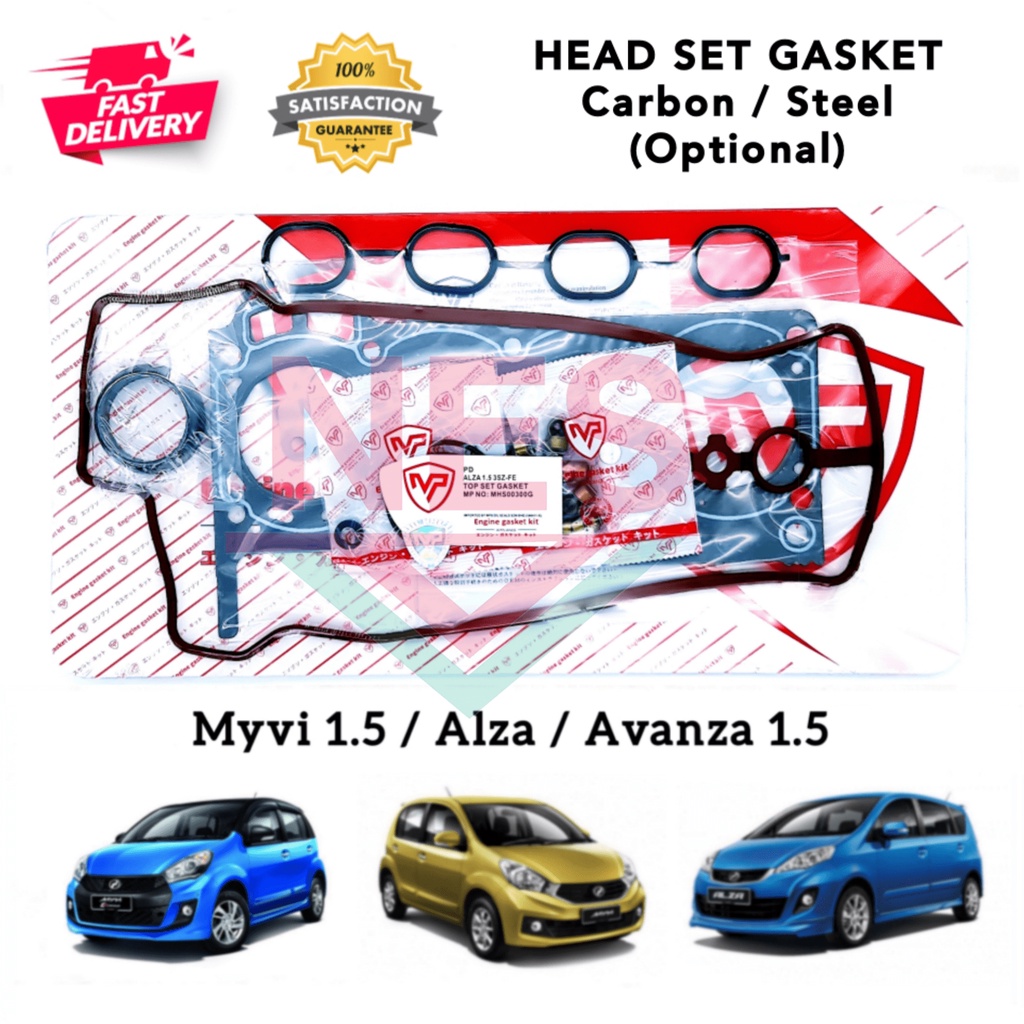 Head Top Set Gasket (Carbon Graphite / Metal Steel) Myvi 1.5 / Alza ...