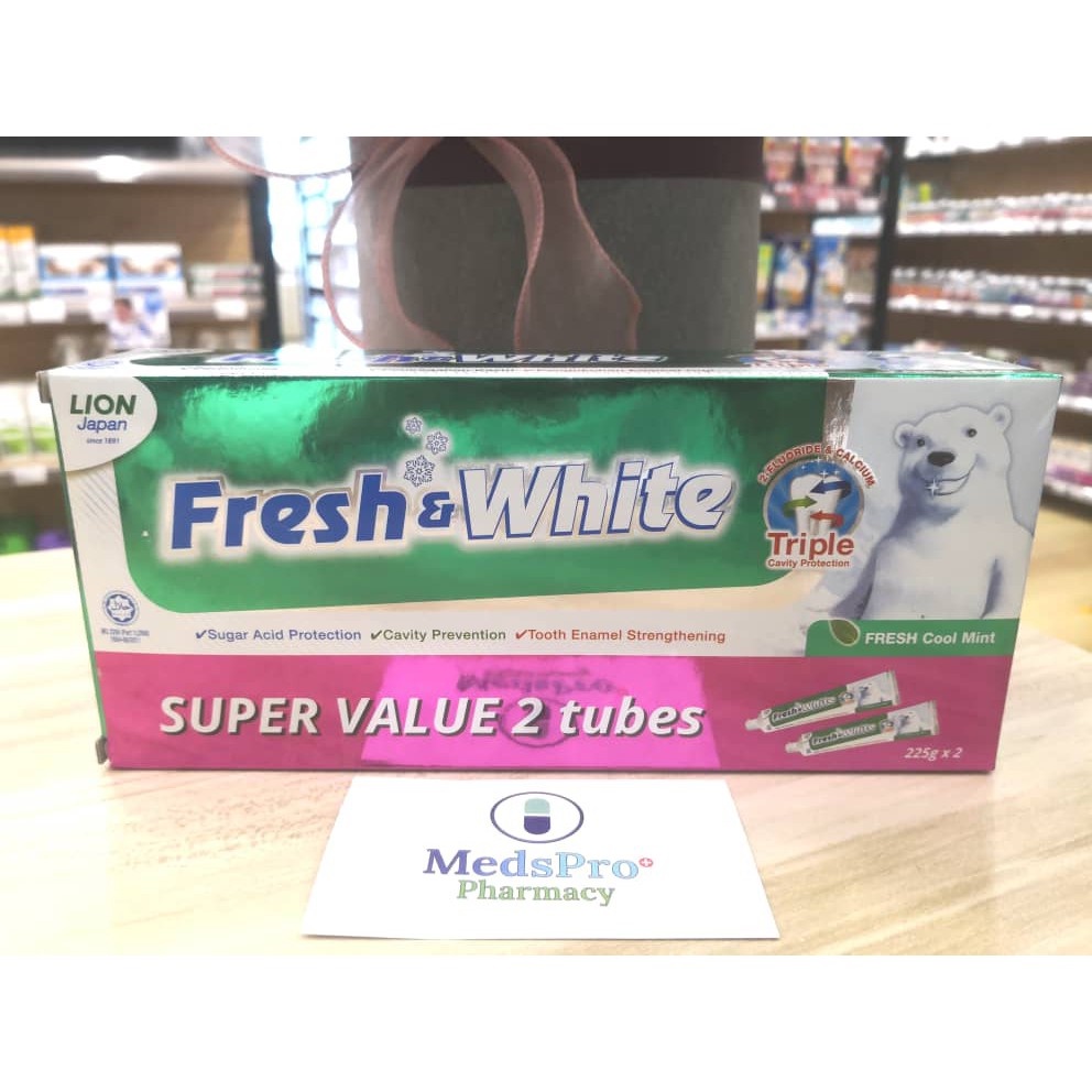 Lion Japan Fresh & White Toothpaste Fresh Cool Mint Value Pack 225gX2 ...
