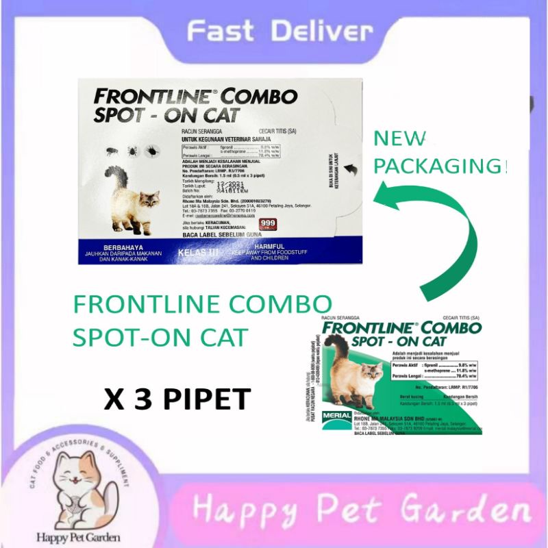 Frontline Combo Spot - On Cat 1.5ml (0.5ml x 3 Pipet)-1 Box/Ubat Kutu ...