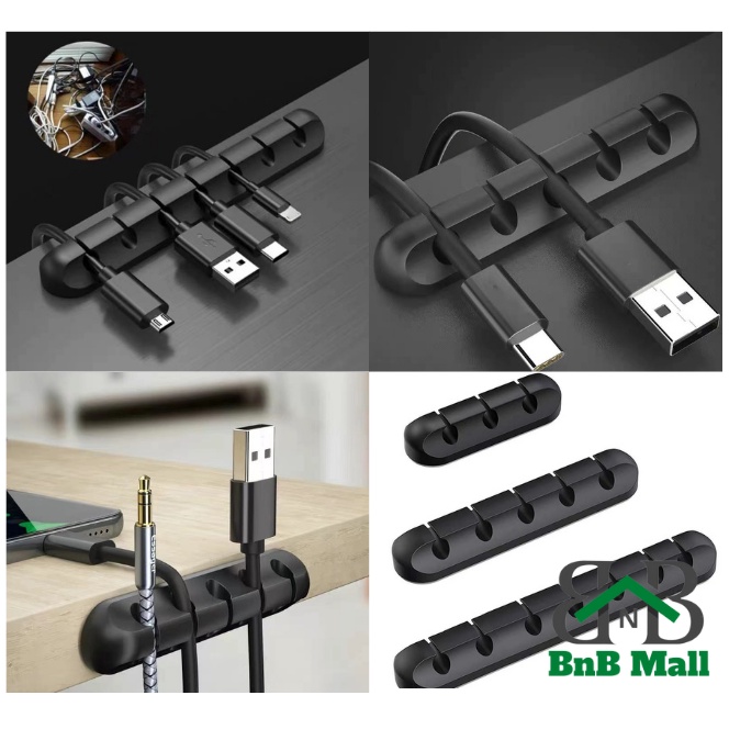 1/3/5/7 Silicone Wayar Wire Cable Clip Holder Desktop Laptop Phone USB ...