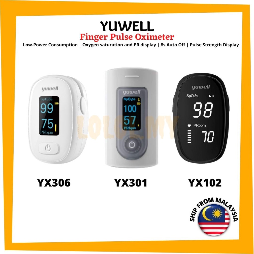 Yuwell YX102 / YX301/ YX306 Fingertip Spo2 Pulse Oximeter Digital LED Health Oxygen Monitor High ...