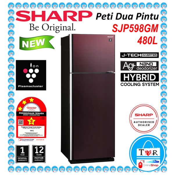 Sharp 480L Two Door Inverter Fridge ( Glass M - Maroon ) | Shopee Malaysia