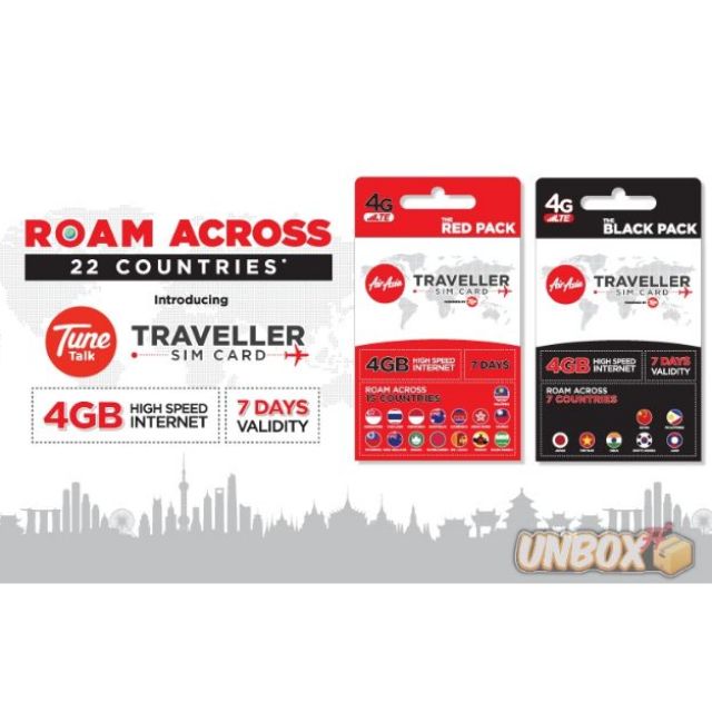 Tune Talk Traveller Sim Card 16 countries出国卡16国家 | Shopee Malaysia