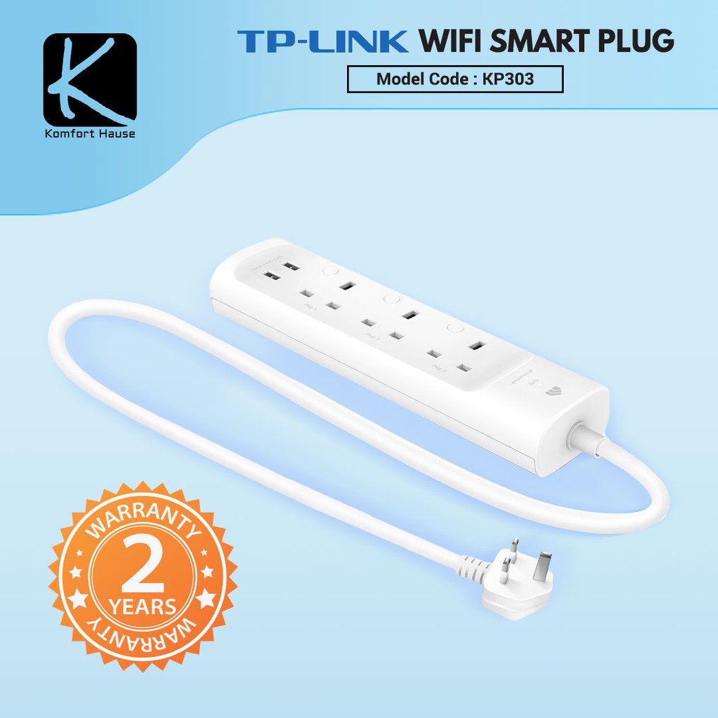 TP-Link power strip KP303 3 outlets + 2 USB surge protection protector ...