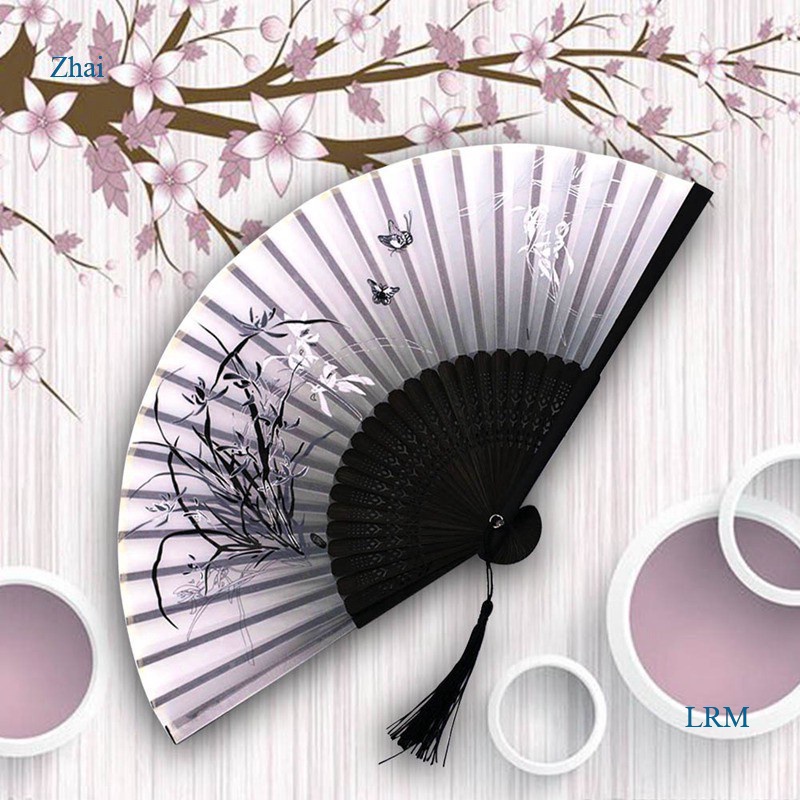 Lovinghome Vintage Bamboo Folding Hand Held Flower Fan Chinese Dance ...