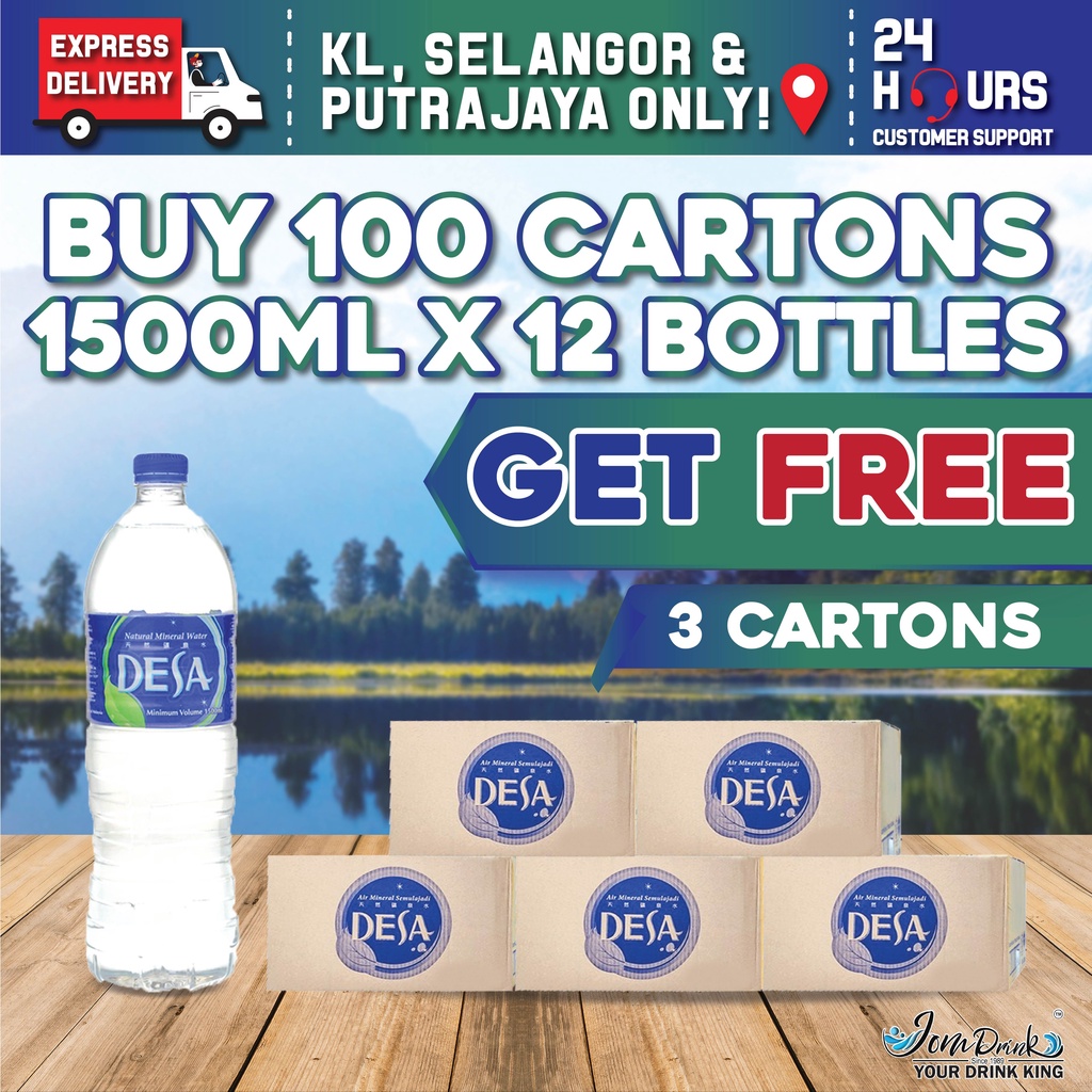 BUNDLE OF 100 CARTONS : DESA MINERAL WATER 1500ML x 12 BOTTLES | Shopee ...