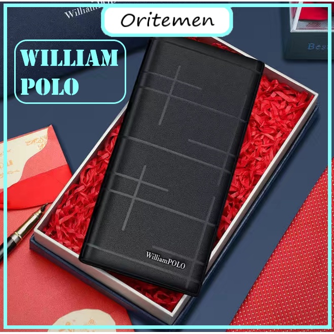 William POLO Luxury Original Leather Thinness Long Wallet Large ...