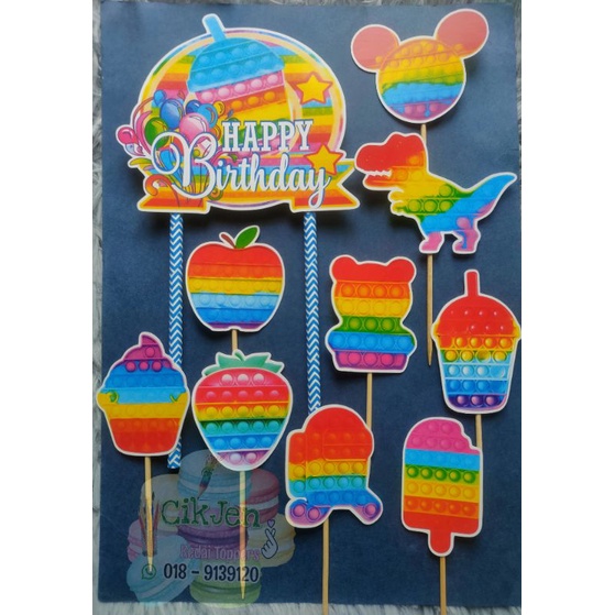 POP IT Cake Topper Set Custom A4 Size | Shopee Malaysia