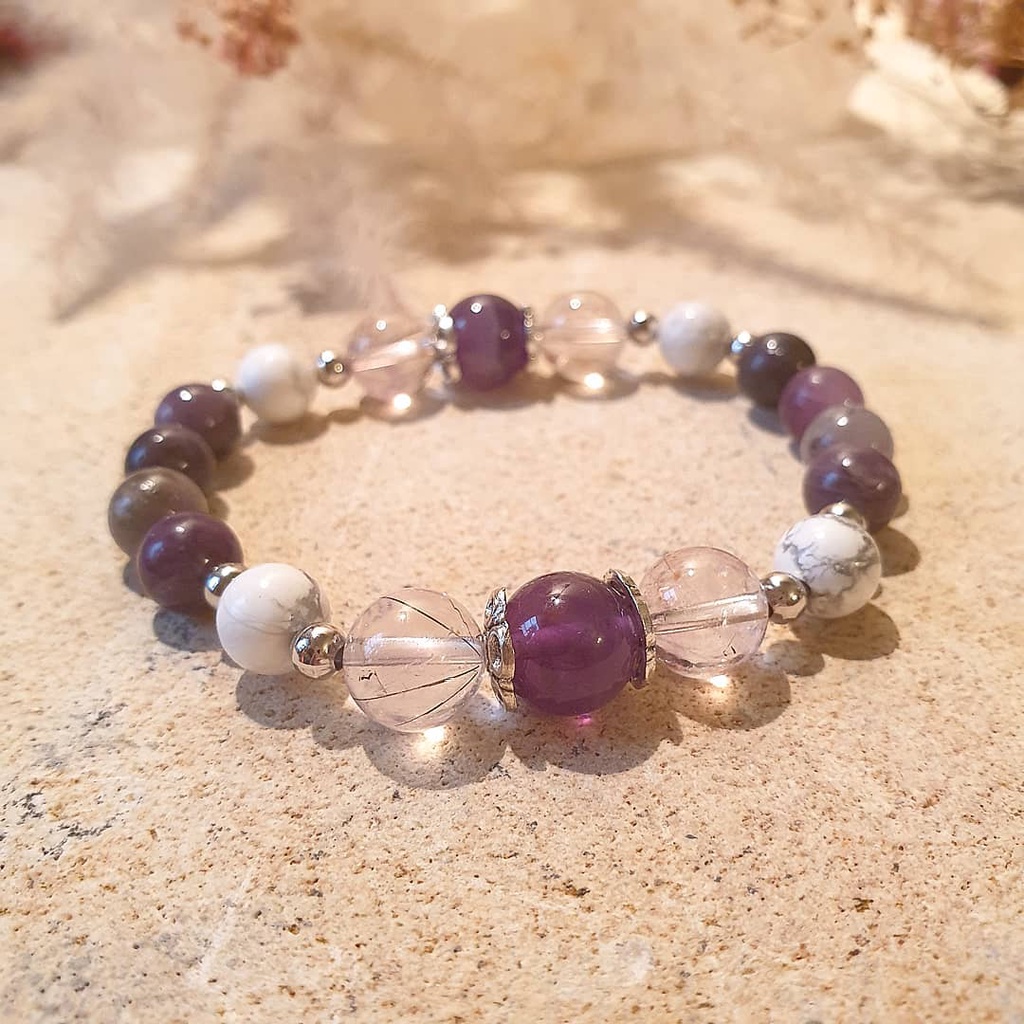 Crystal Gemstone Affirmation Beaded Amethyst White Howlite Super Seven ...