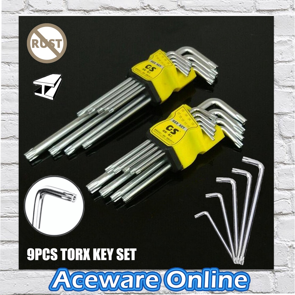 GS TOOLS 9PCS TORX KEY SET 1.5mm-10mm Durable Wrench Hex Key Set Metric ...