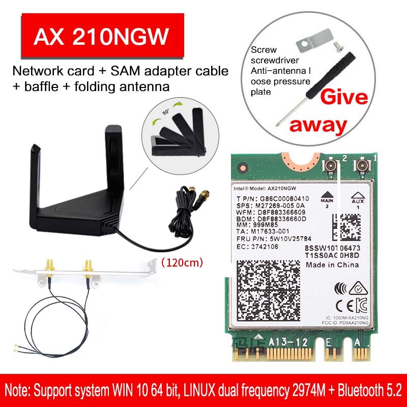 Intel AX200 AX 210NGW 8265AC 9260AC AX210 8DB/10DB 5G dual-band Gigabit ...