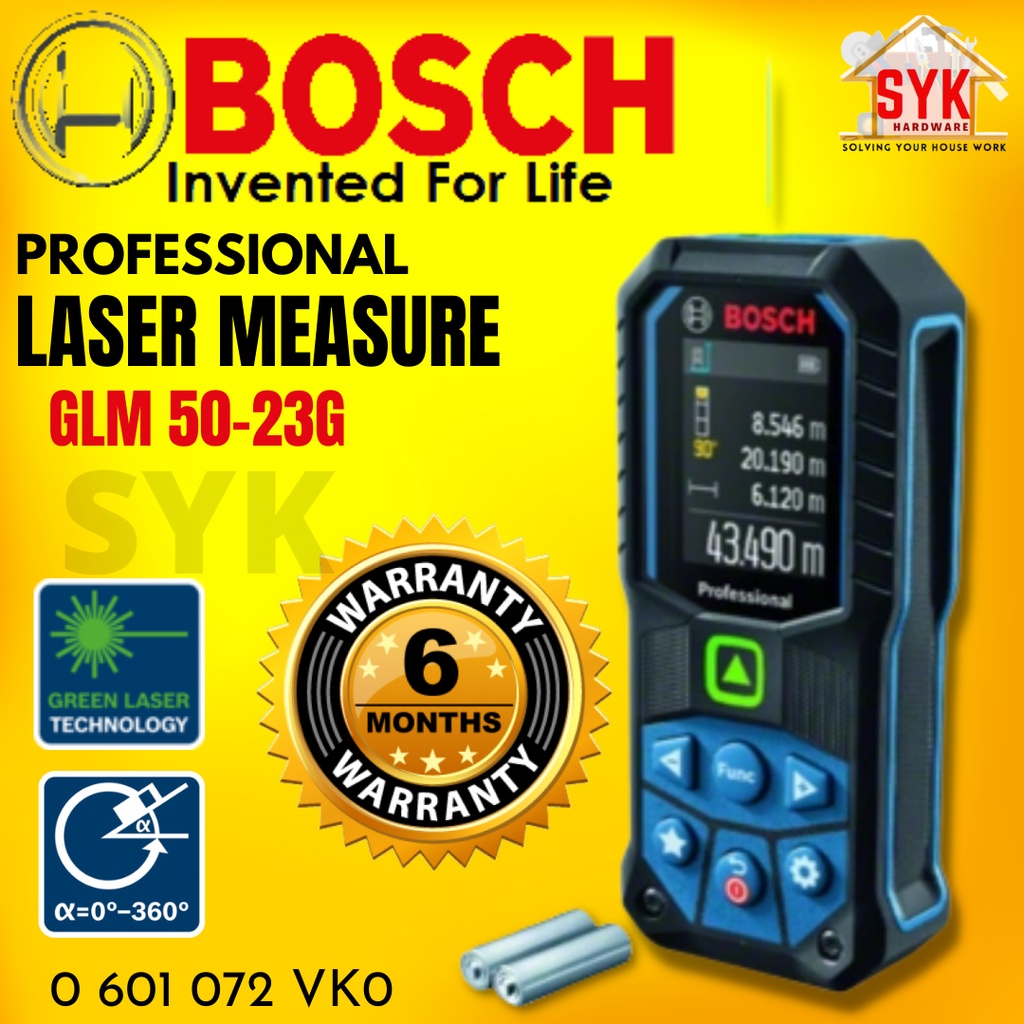 SYK BOSCH GLM50-23G Digital Laser Measure Rangefinder Laser Level /Pengukuran Jarak Laser ...
