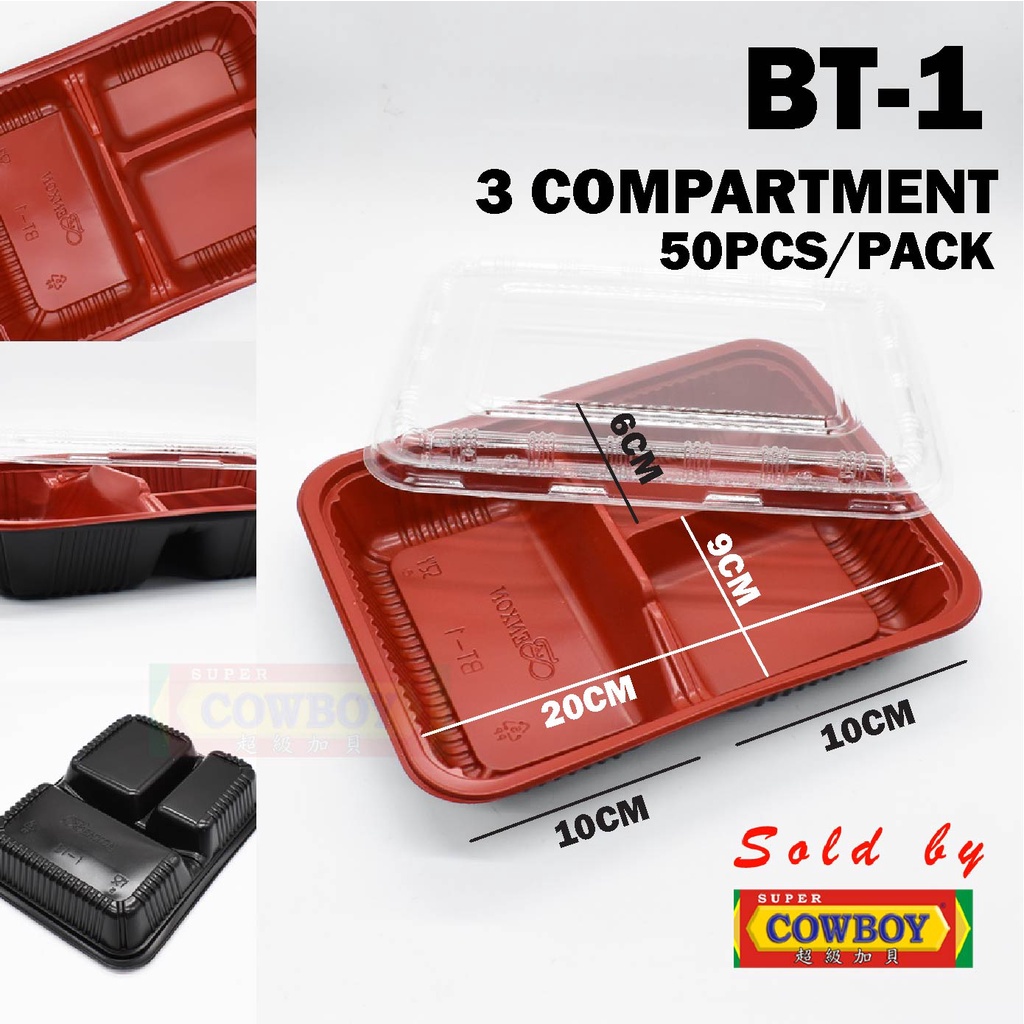 (50pc) Benxon 5 / 4 / 3 / 2 / 1 Compartment Lunch Box with Lid Disposable Food Bento/Bekas ...