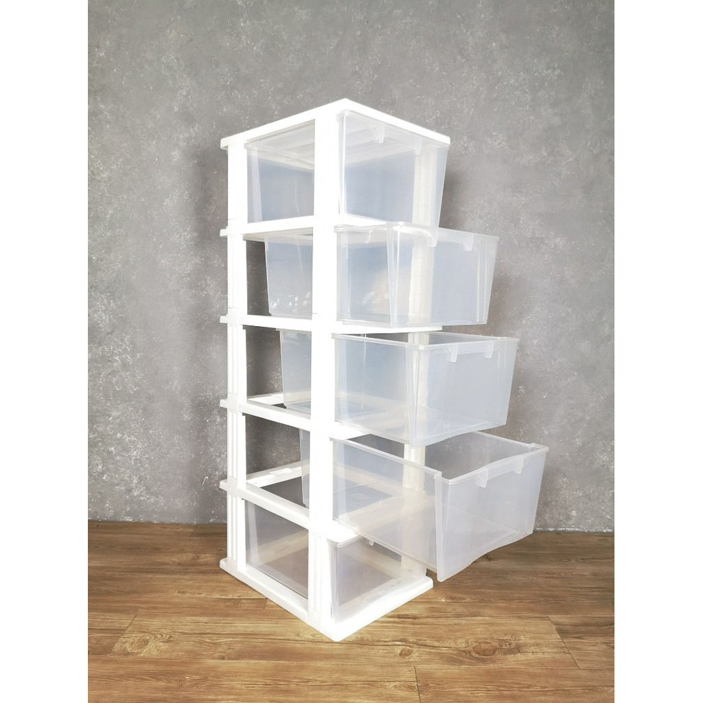 Transparent Colour Plastic Drawer 4/5 Tingkat Plastik Almari Laci ...
