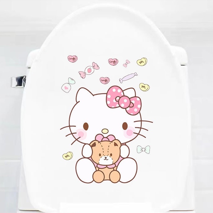 Hello Kitty Toilet Stickers Set Cute Toilet Lid Decals Cartoon Pink ...