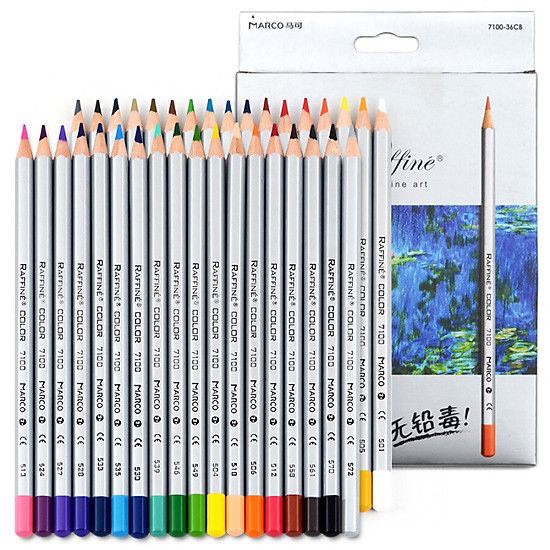 Marco RAFFINE Colored Pencils Set 24/36/48/72 premium pencil colors ...