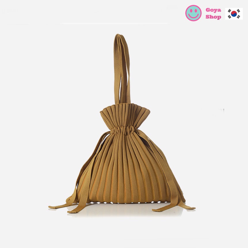 MY SHELL Knit Pleats Large Shoulder Bag recycled pleated bag Tumeric ...