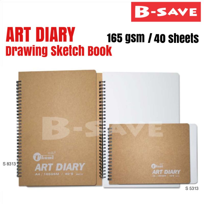 Ukami Art & Decor Drawing Sketch Book 165gsm 40 sheets / Art Diary Book ...