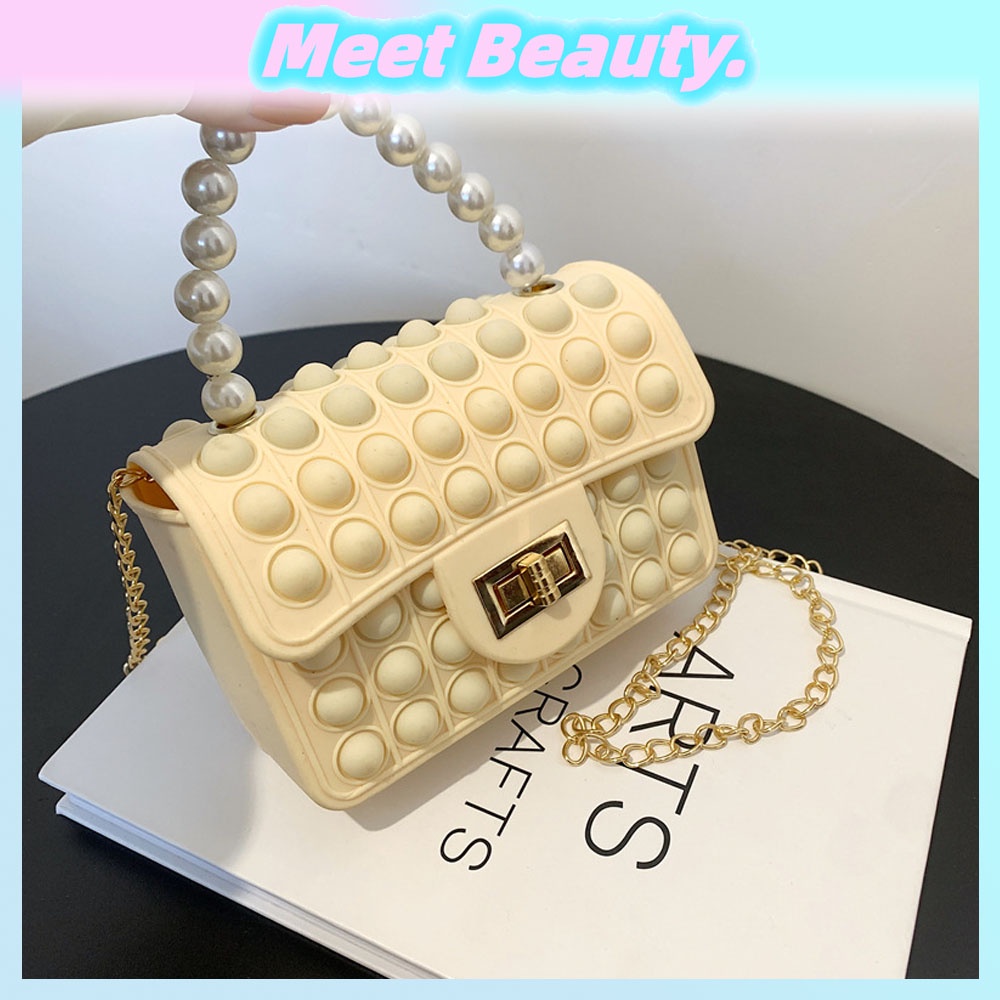 Pearl Tote Bag Pop It Fidget Toy Sensory Bubble Fidget Toy Girls Push ...