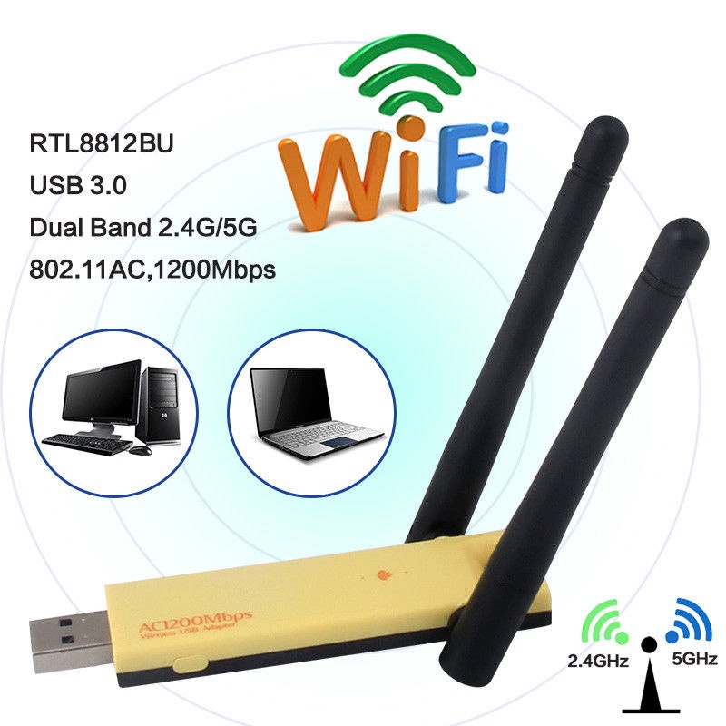 Realtek RTL8812AU 1200Mbps Dual Band Wireless WiFi USB Network Adapter ...