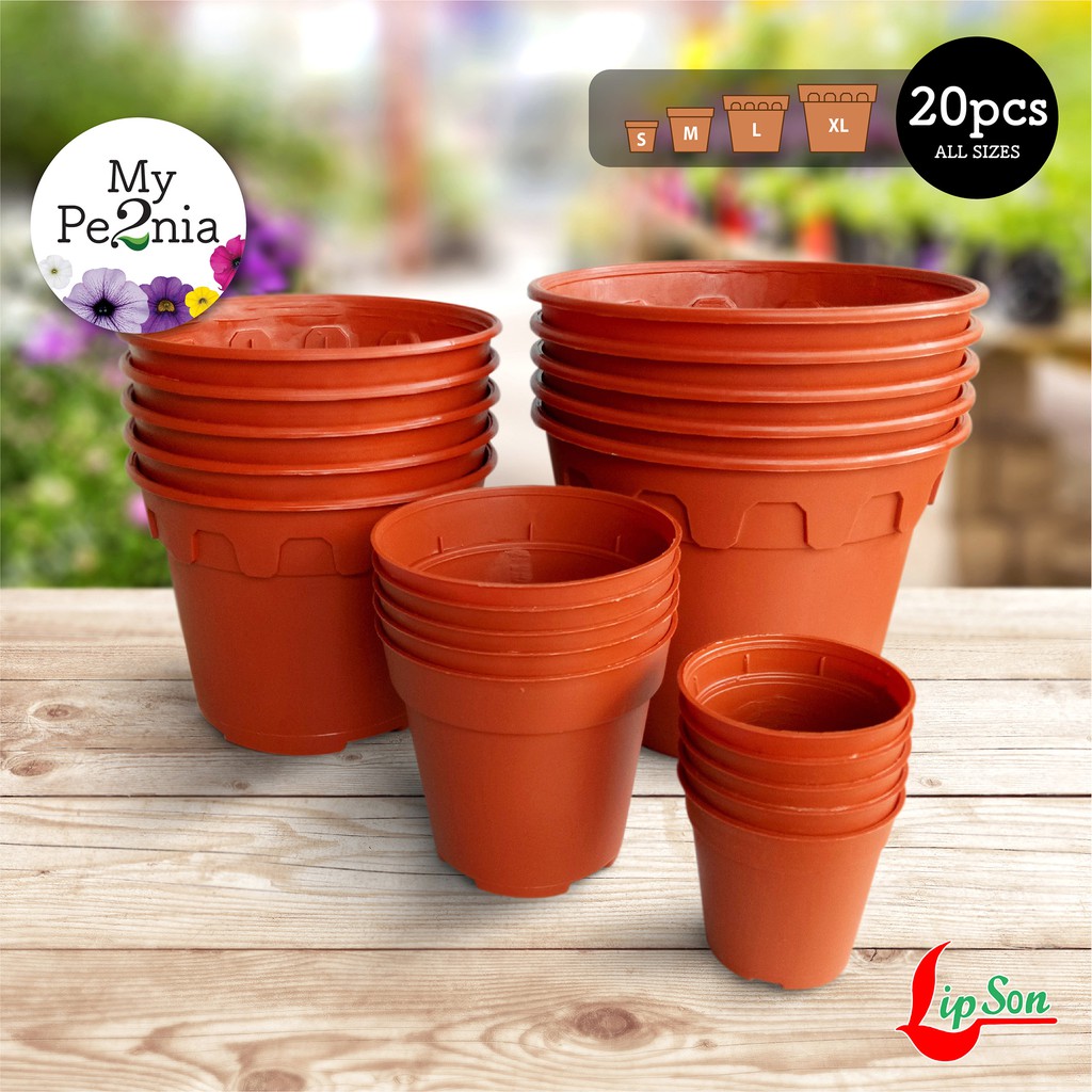 MyPe2nia [Flower Pot] 20 Pcs All Sizes Lipson Plastic Pot Complete Set ...
