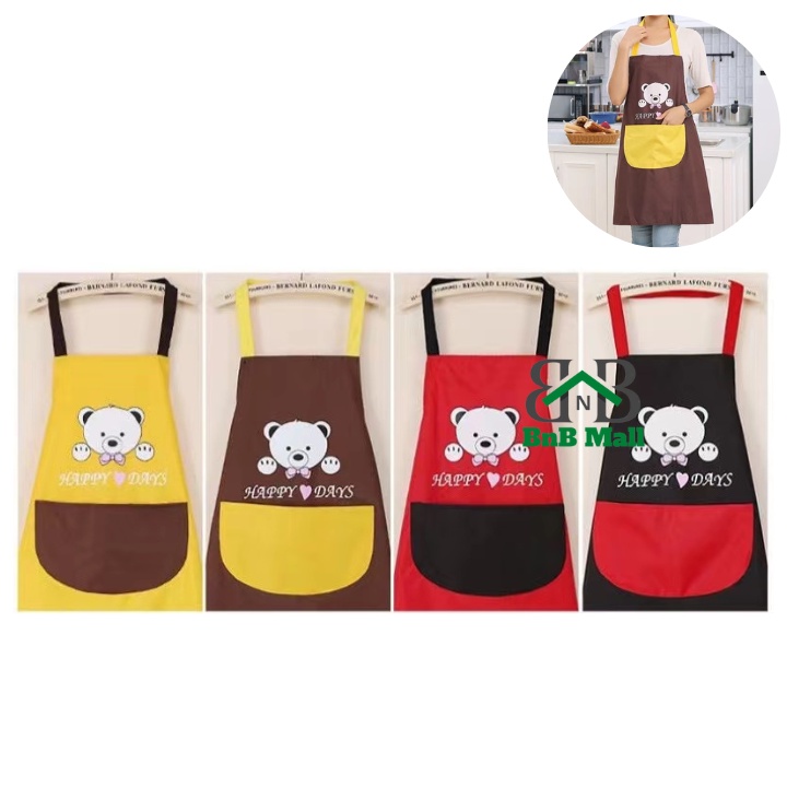 Apron Kitchen Waterproof Apron Creative Cute Bear Apron Cook Neck ...