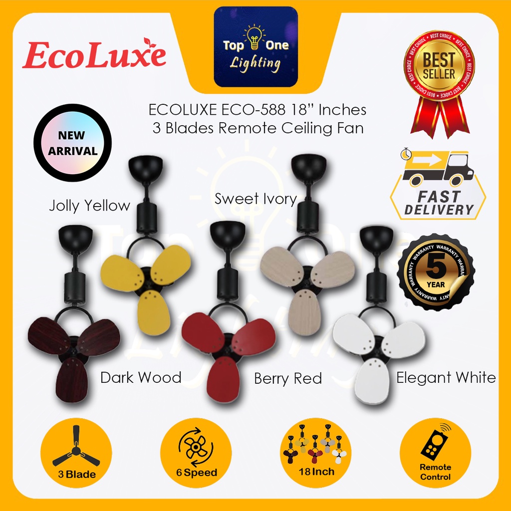 ECOLUXE ECO-588 18" Mini Fan DC Motor with 6 Speeds Remote Control ...
