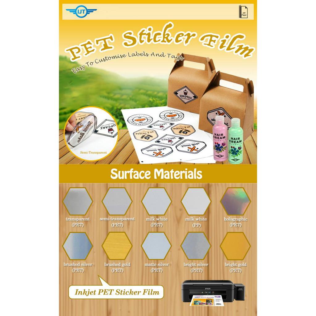 PP PET Sticker Synthetic Glossy Waterproof Inkjet Strong Glue Semi ...
