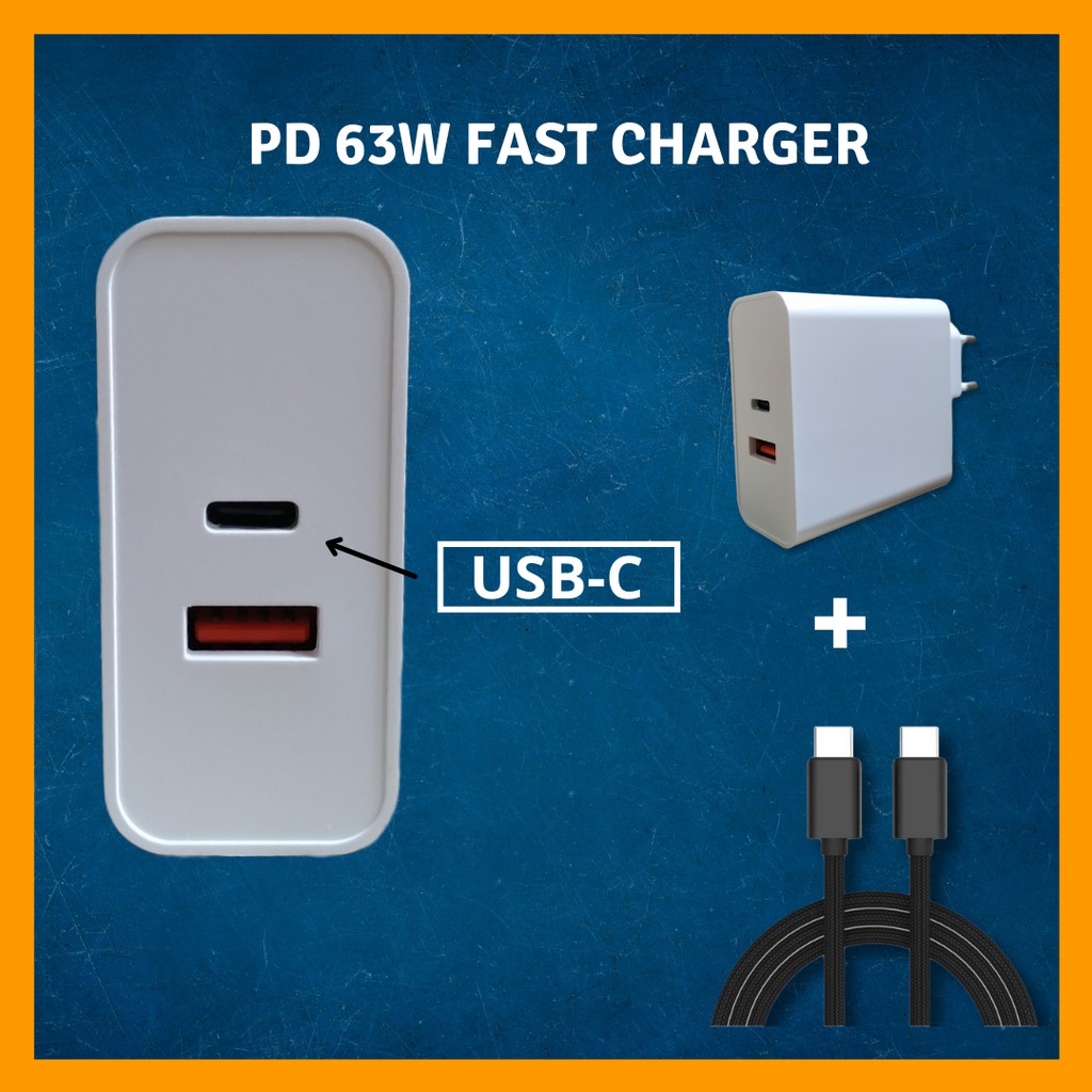 63W USB-C Power Adapter PD/QC3.0 Charger For Xiaomi Huawei Samsung Dell MacBook iPhone/iPad ...