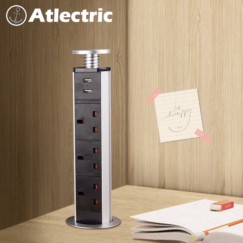 13A Power Socket With USB PULL Pop Up Retractable Socket Hidden Desktop ...