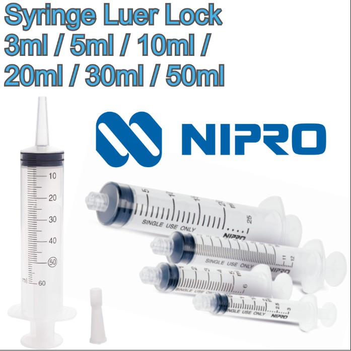 NIPRO SYRINGE WITHOUT NEEDLE (LUER LOCK) 3ML /5ML /10ML / 20ML /30ML/50ML/50ML (Catheter Tip ...