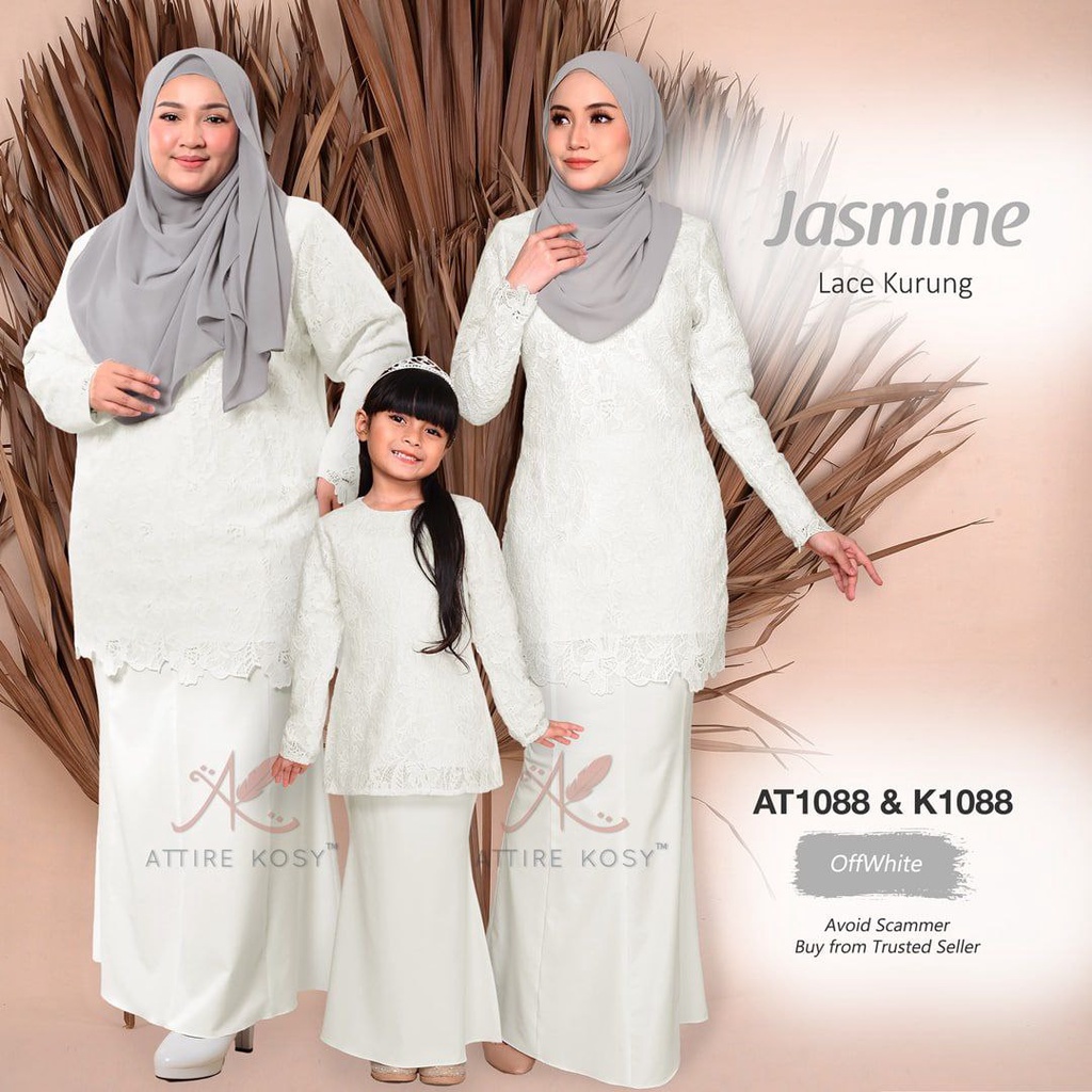 Jasmine Lace Kurung in White l Baju Kurung Lace Putih l Baju Akad Nikah ...