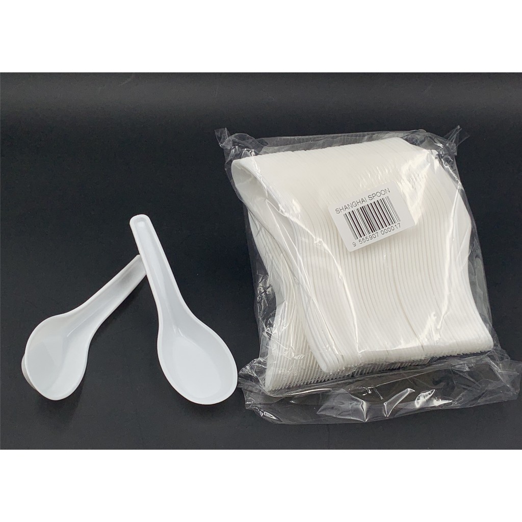Shanghai Spoon [ 100pcs± ] Shang Hai Spoon - White - Disposable Plastic ...