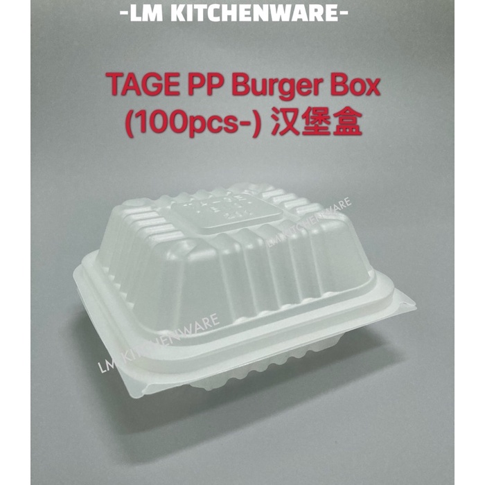 TAGE PP BURGER BOX / DISPOSABLE PLASTIC FOOD BOX / KOTAK BURGER 100pcs ...