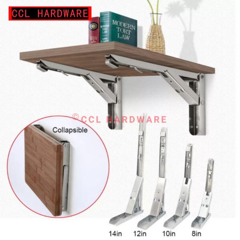Foldable L Bracket Folding Shelf Wall (1Pair 2pcs No Shelf) Bracket ...