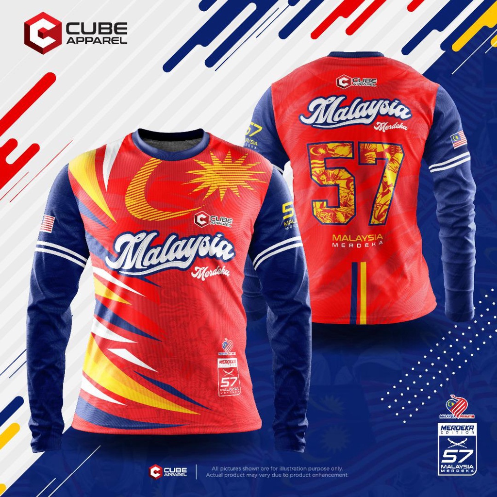 Hari Sukan Negara Jersey 2022 Shirt Baju Merdeka Dewasa Lengan Panjang ...