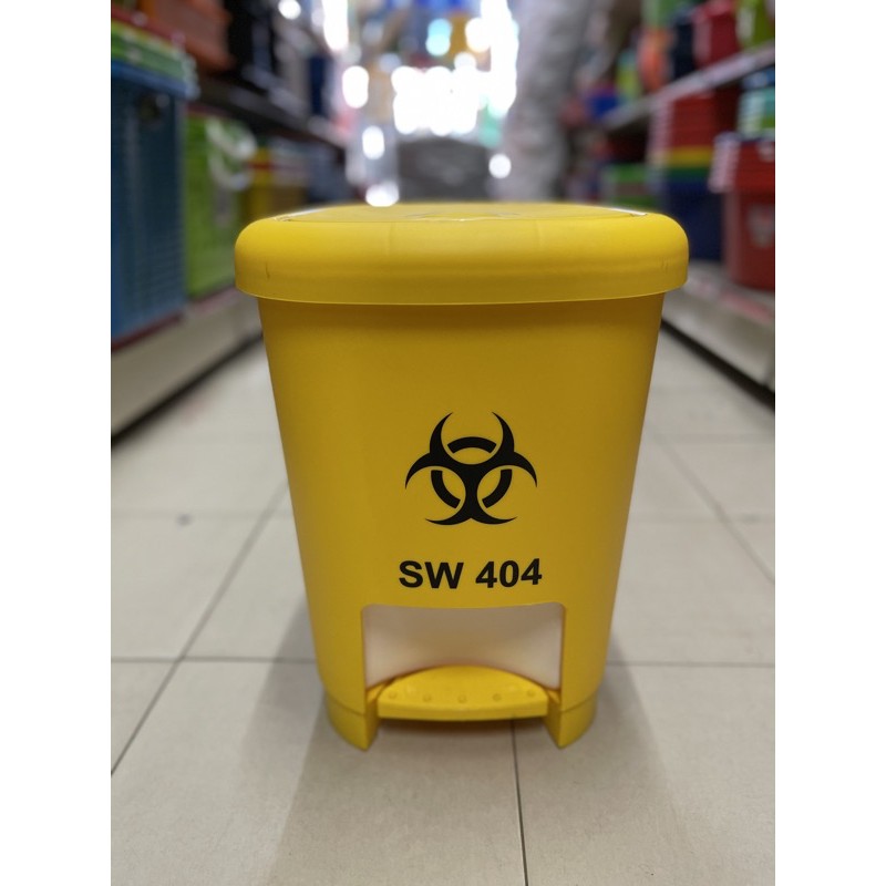 10L/12L/18L Clinical Waste Bin With Step Pedal / Yellow Dustbin / Tong Sampah Klinik /Anti ...