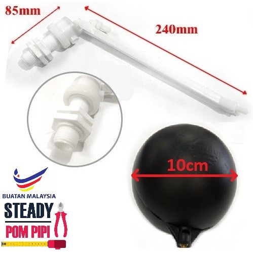 ½" TOILET CISTERN PLASTIC SIDE INLET FLOAT VALVE / POLY FLOAT BALL ...