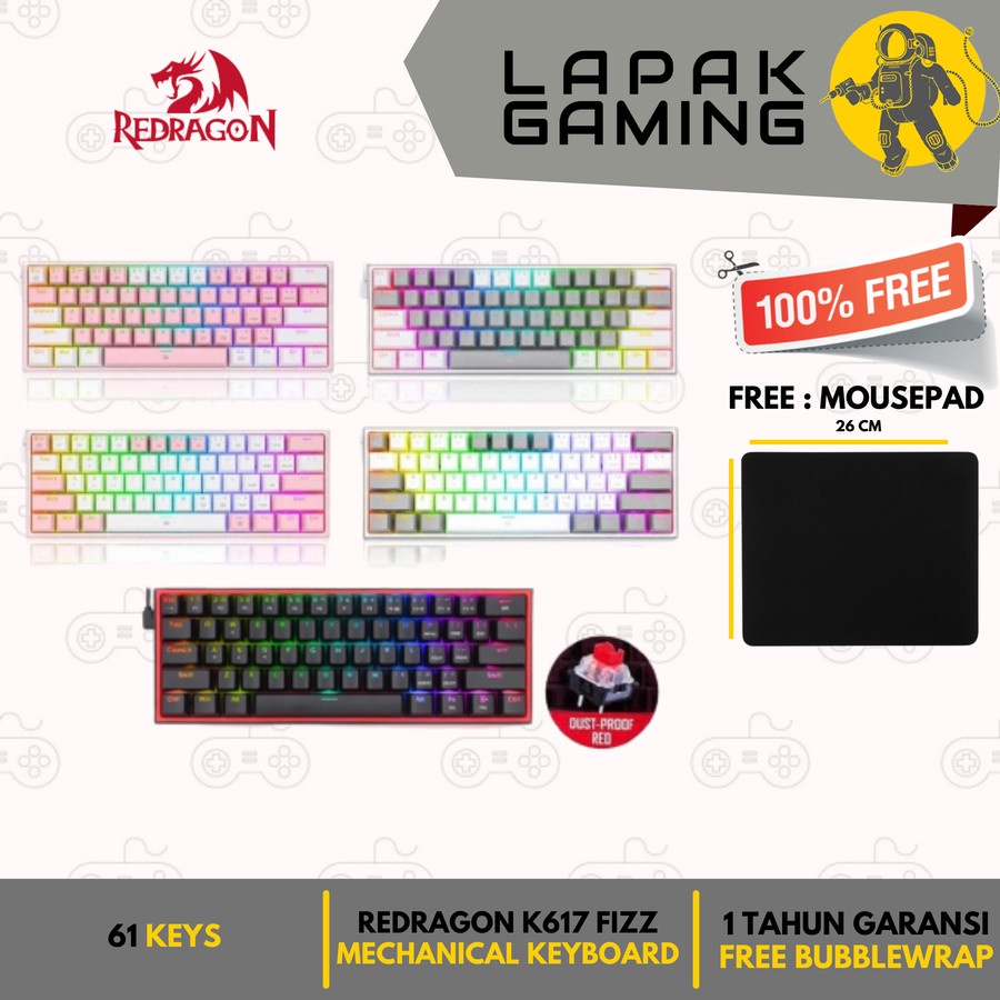 Redragon K617 Fizz RGB Mechanical Gaming Keyboard Outemu Switch ...