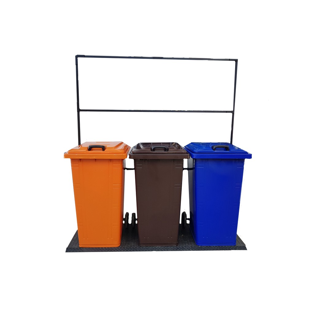 Muhibbah Recycle Bin Set 2 Wheel Galvanised Iron Mobile Garbage Bin 240 ...