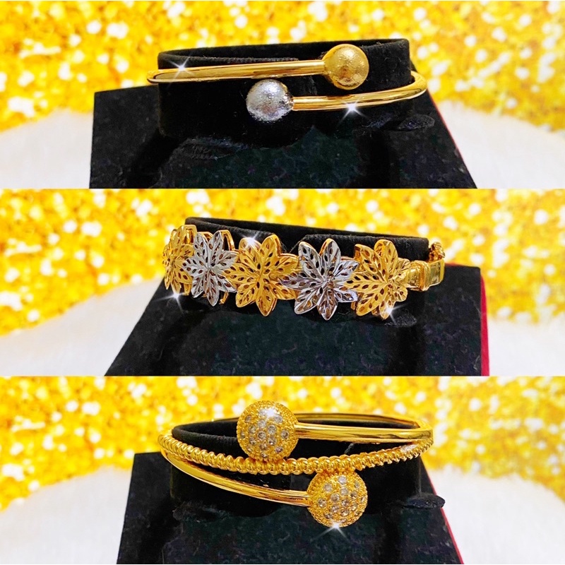 GELANG / BANGLE BOBA SILANG , BOBA DIAMOND , DAUN KETUM COP 916 ( Emas ...