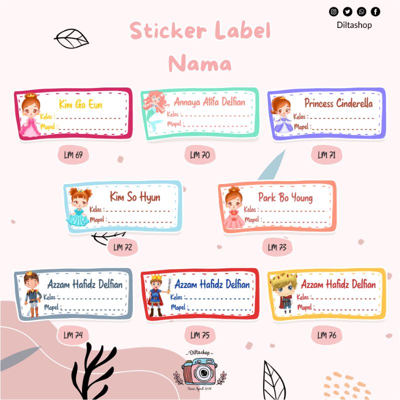 MATA 40pcs Subject Sticker - Name Label Sticker - Name Sticker - Book ...