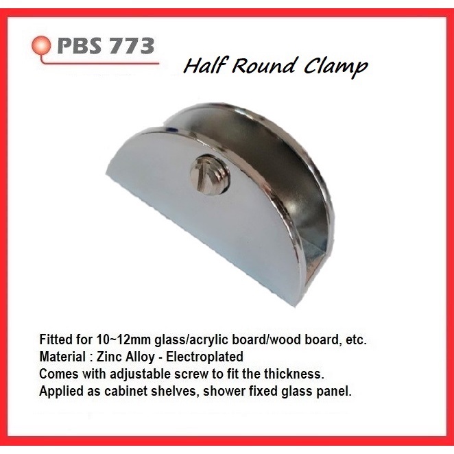 Pengapit Kaca Separuh Bulat Half Round Clip Clamp GlassClip for 8-12mm ...