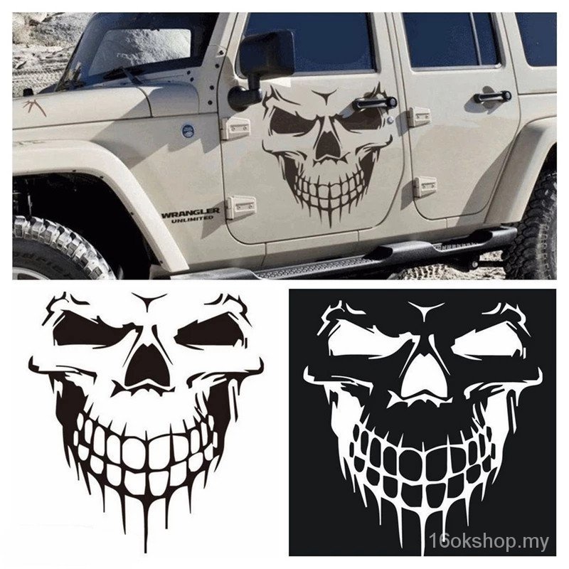 Reflective Skull Bumper Stickers Skull Decoration The Hood Side Door ...