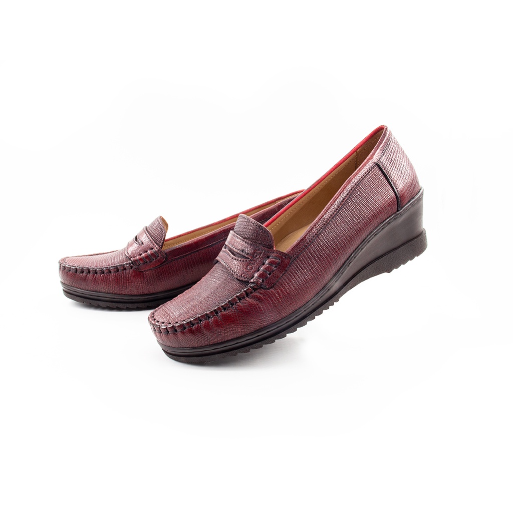 Snowfly Real Leather Slope sole Ladies Penny Loafers L0274 | Shopee ...