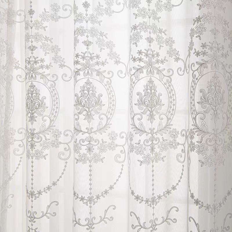 Embroidered white sheer curtain for living room Langsir Simi day ...