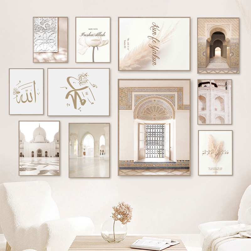 Boho Poster Islamic Landscape Canvas Print Mosque Morocco Door Wall Art ...