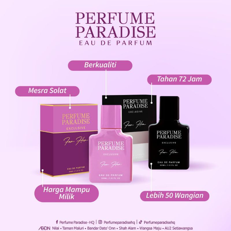 PERFUME PARADISE EAU DE PERFUME EXCLUSIVE Women & MEN 30ml 💯original hq ...